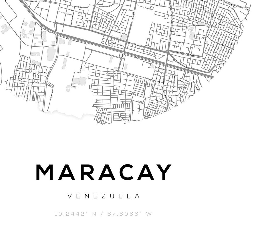 Maracay Map Print City Street Maps Map of Maracay Street | Etsy Canada