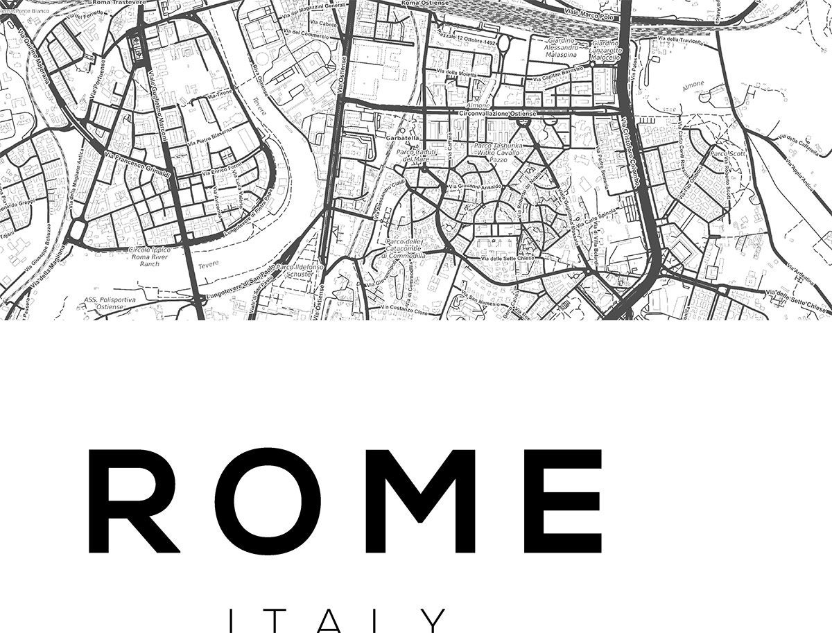 Rome Map Print Rome Italy Map of Italy Rome Wall Art Rome - Etsy