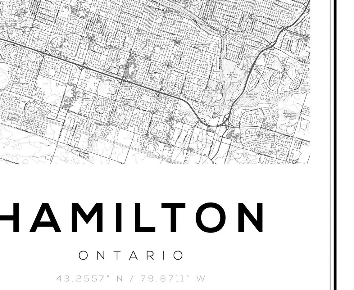 Hamilton Map Print Map of Hamilton Hamilton Ontario - Etsy