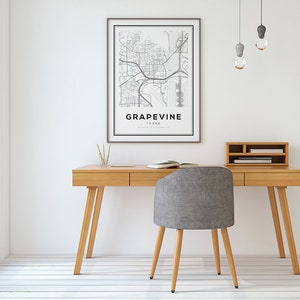 Grapevine Map Print, Map of Grapevine, Street Map Poster, Grapevine ...