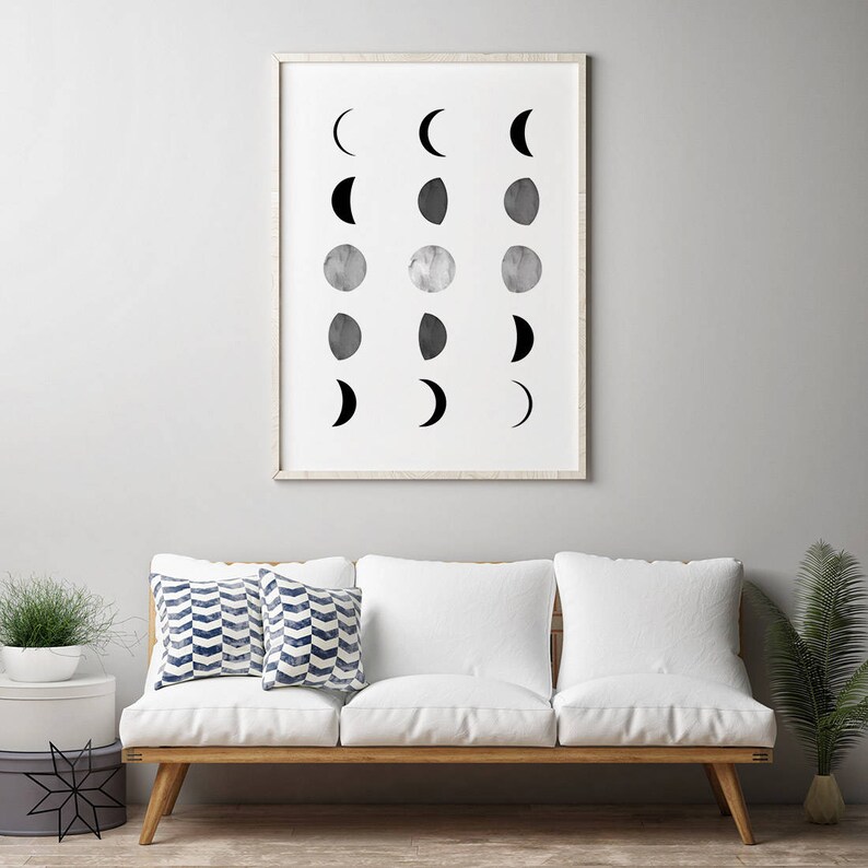 Moon Phases Prints Affiche Scandinave Moon Print Moon - Etsy
