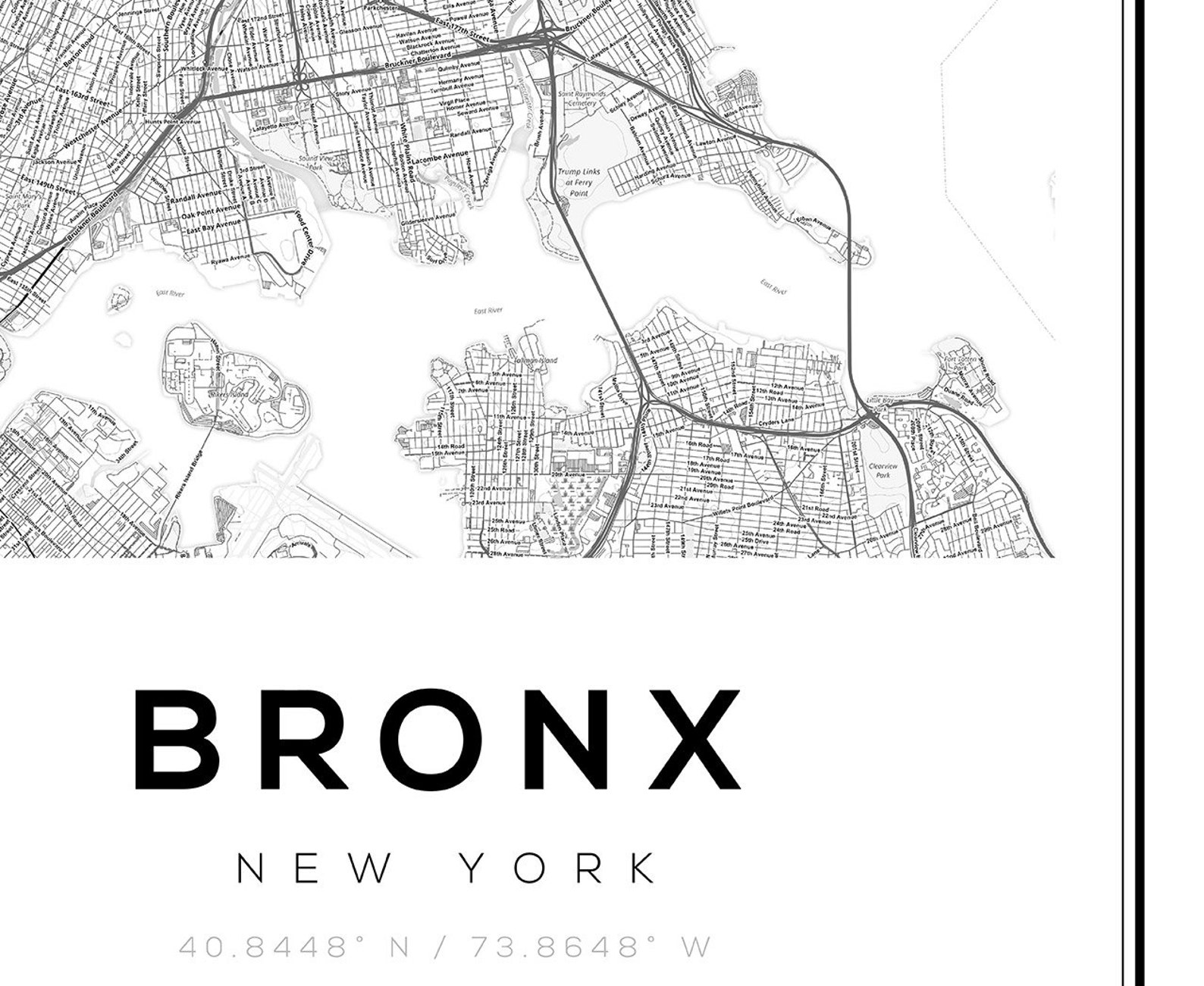 Bronx Map Print Bronx New York New York Maps Bronx Maps - Etsy