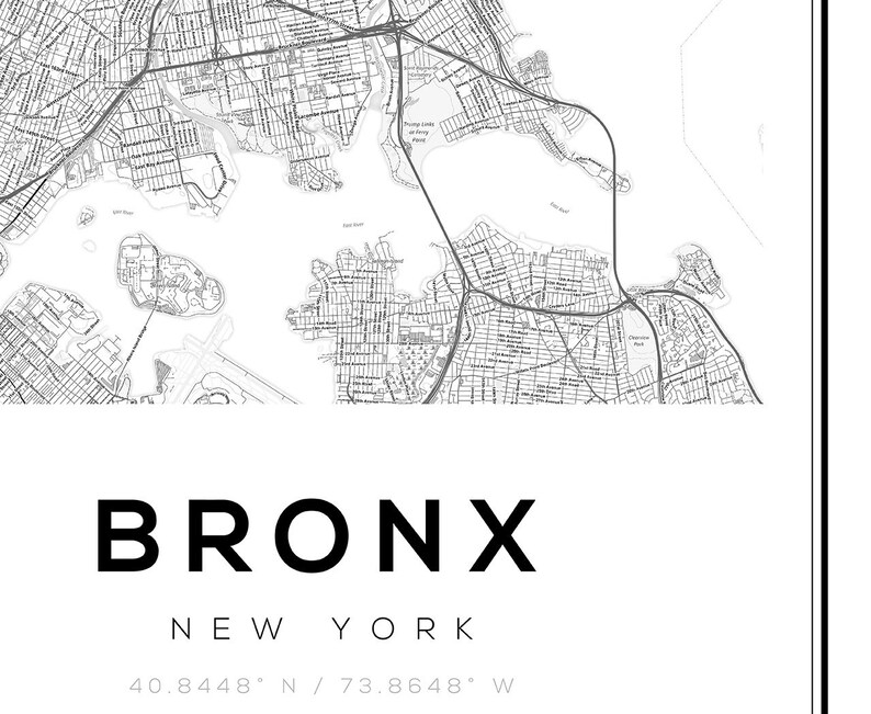 Bronx Map Print Bronx New York New York Maps Bronx Maps - Etsy