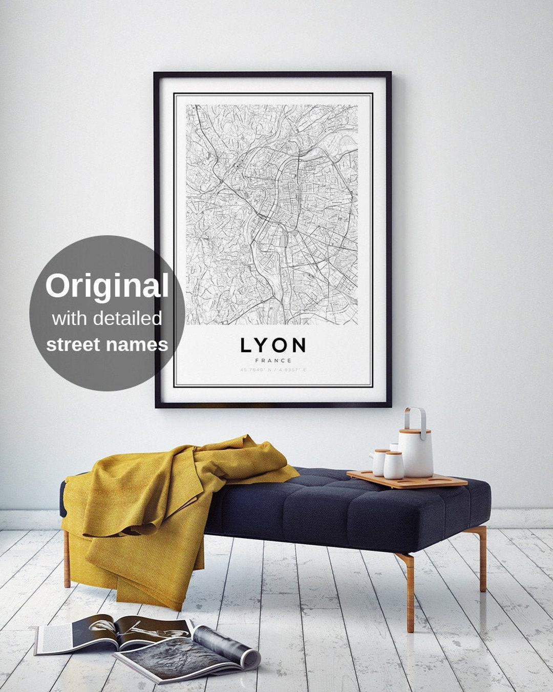 Printable Lyon Map Print - France City Wall Art, Minimalist European ...