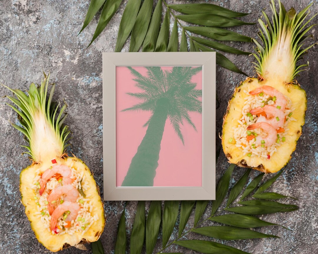 Pink Palm Tree Print Printable Wall Art - Tropical Boho Poster (digital ...