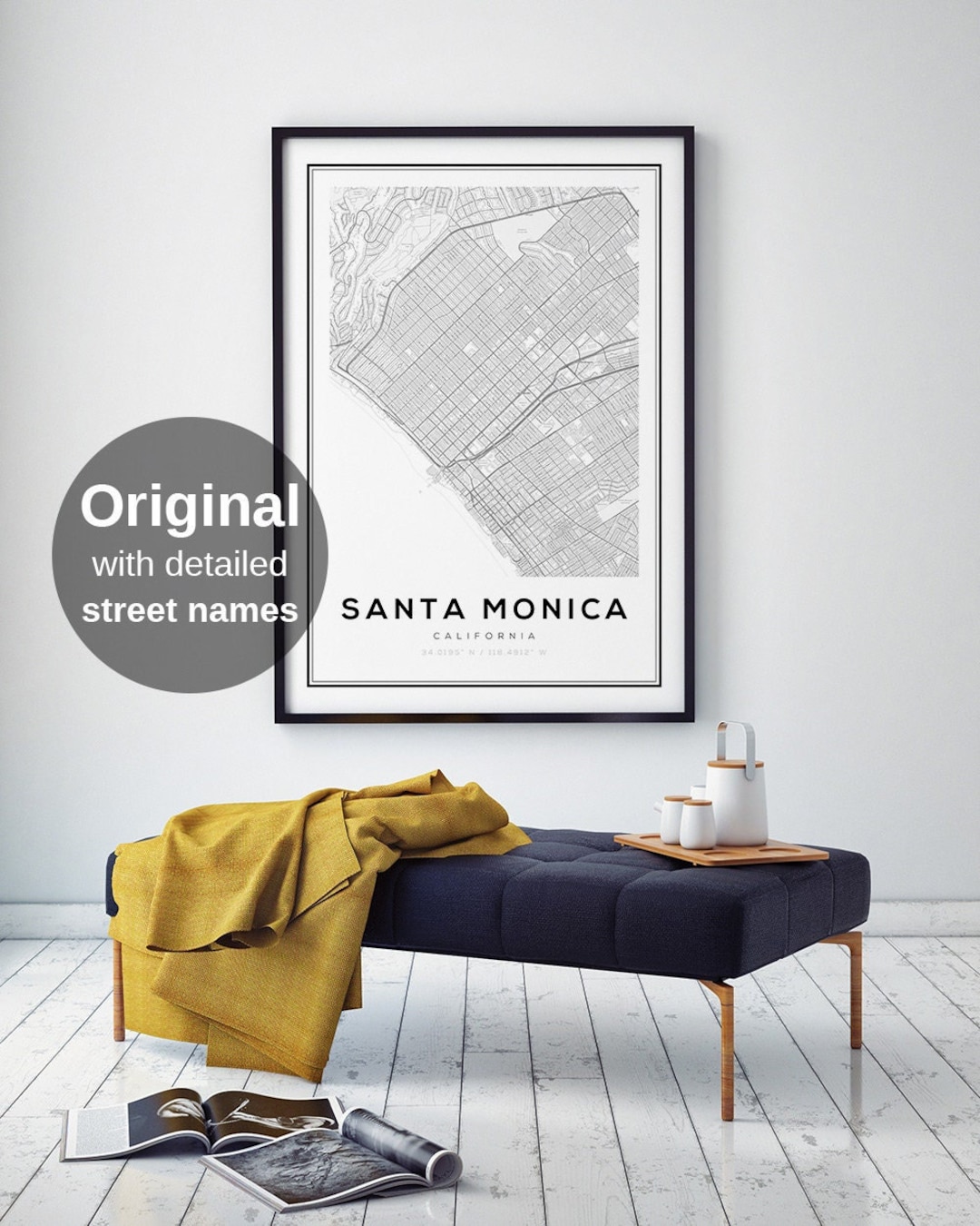Santa Monica Map Prints, Map of Santa Monica, Santa Monica CA, Map of ...