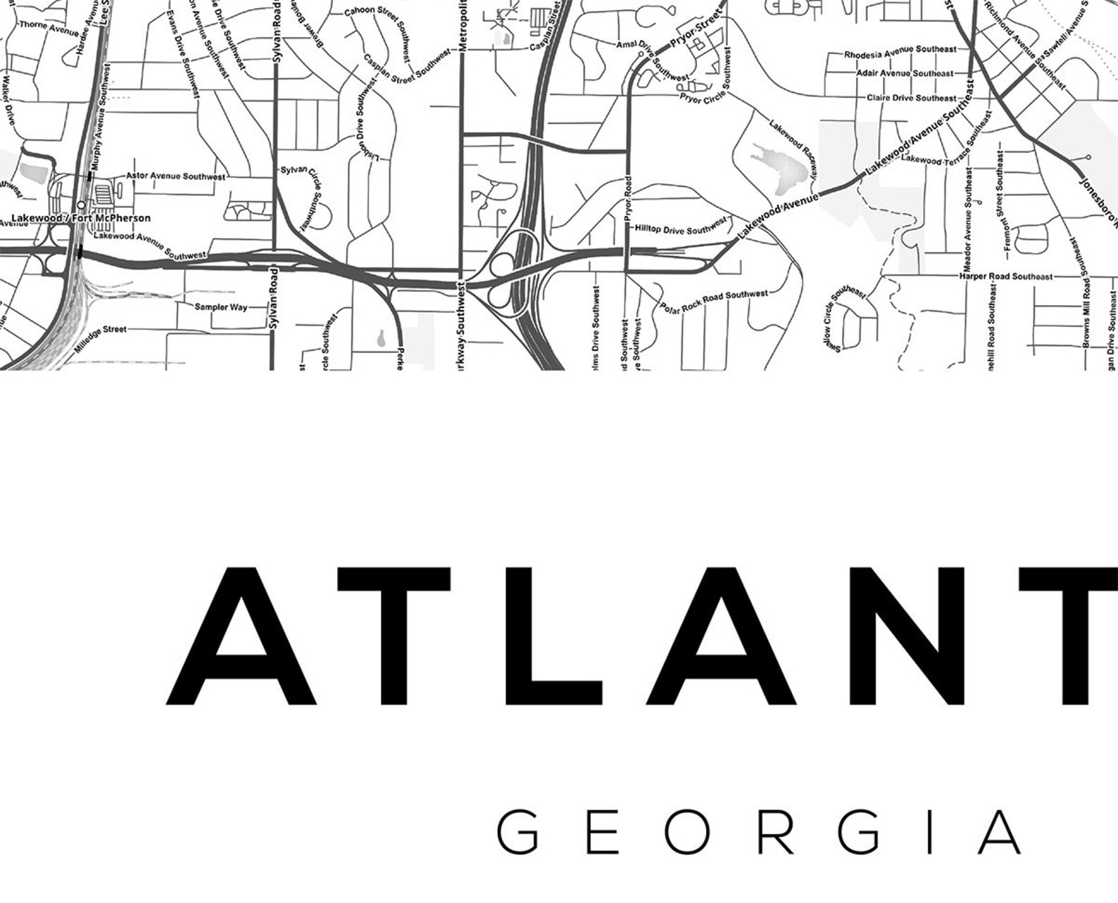 Atlanta Map Print Trendy Wall Art Printable Wall Art - Etsy