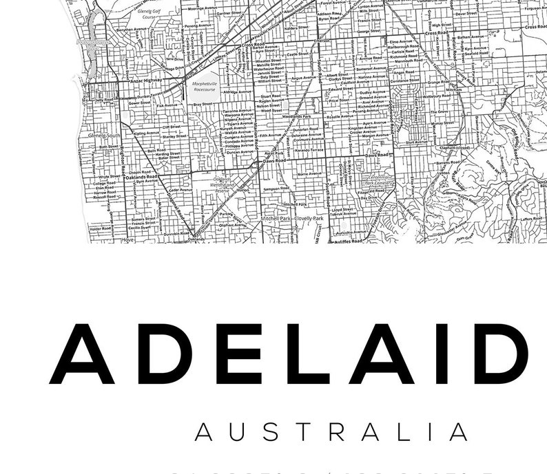 Adelaide Map Print Australia Maps City Map Print Australia | Etsy Sweden