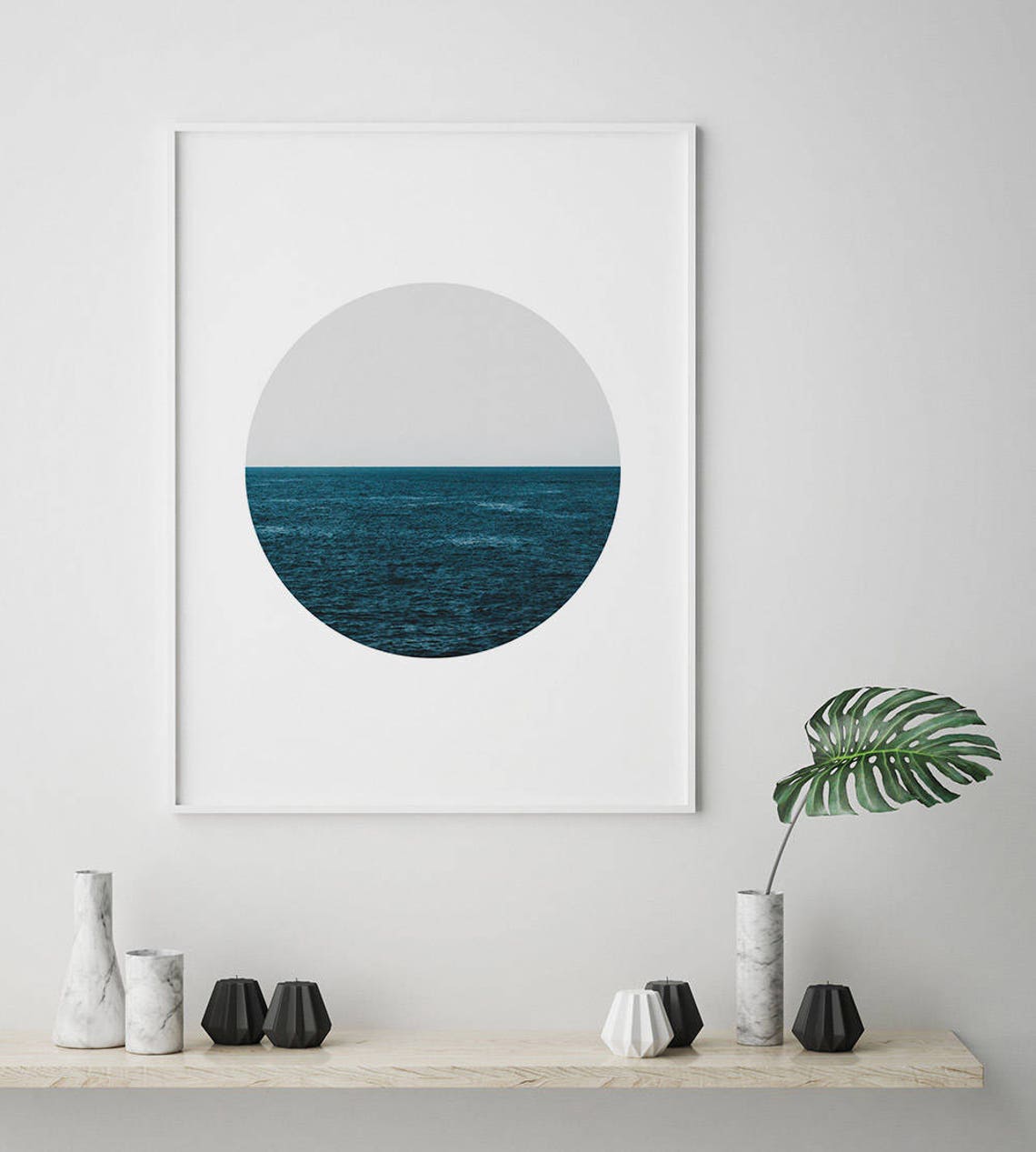 Scandinavian Circle Art Modern Circle Art Minimalist Ocean | Etsy