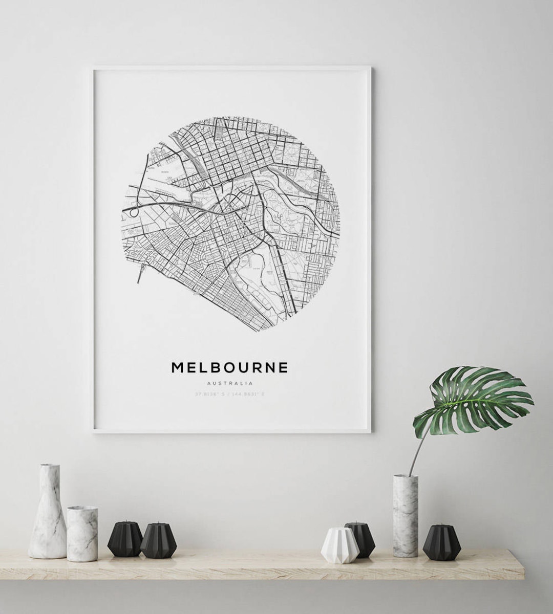 Melbourne City Map, Street Map Art, Australia Map Print, Circle Map ...