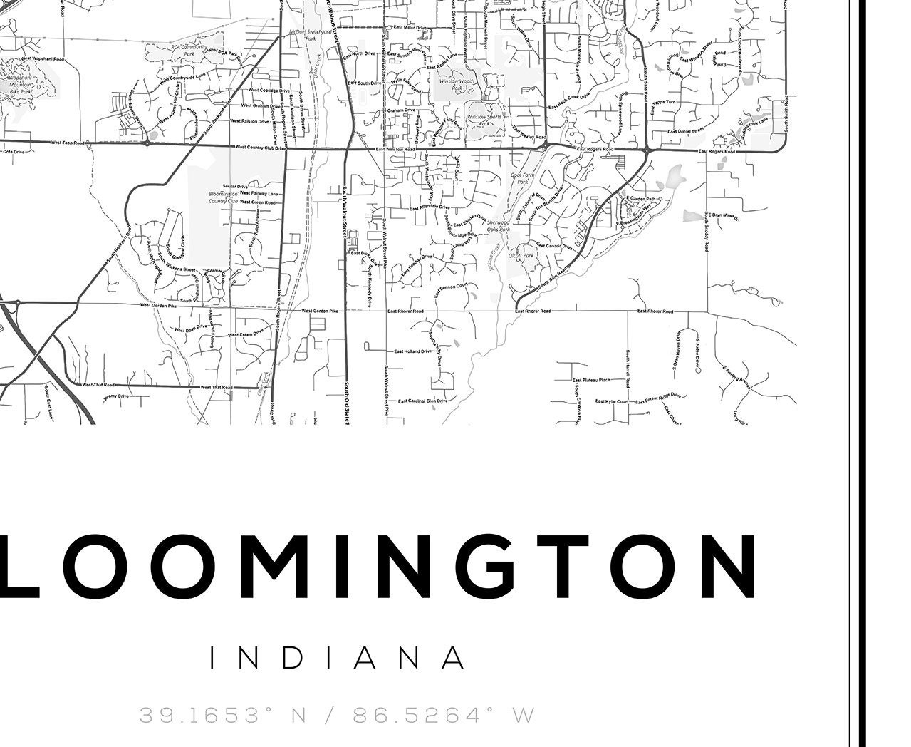 Bloomington Map Print Bloomington Indiana Indiana Map - Etsy