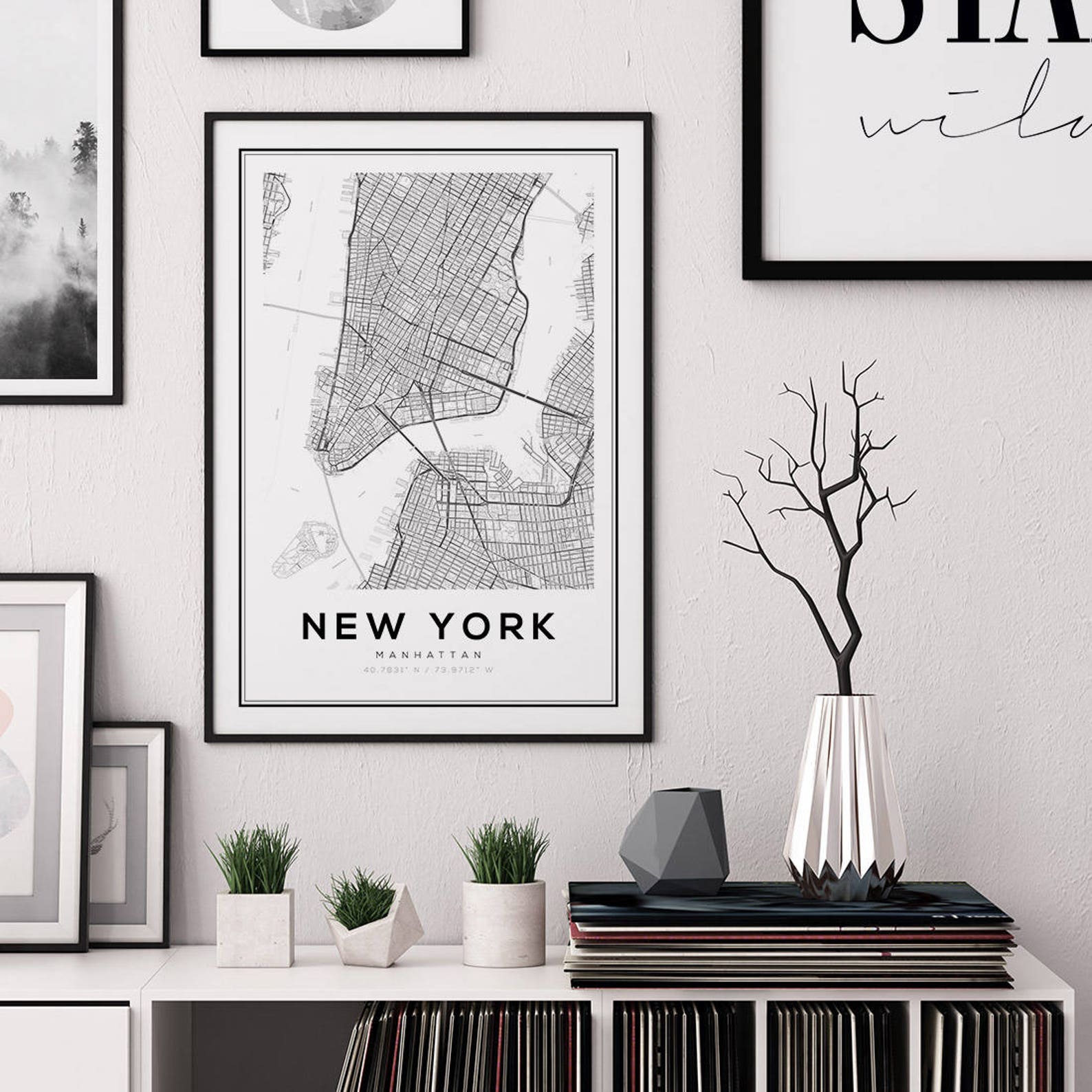 New York Map Print Printable Wall Art NYC Map Manhattan Map | Etsy