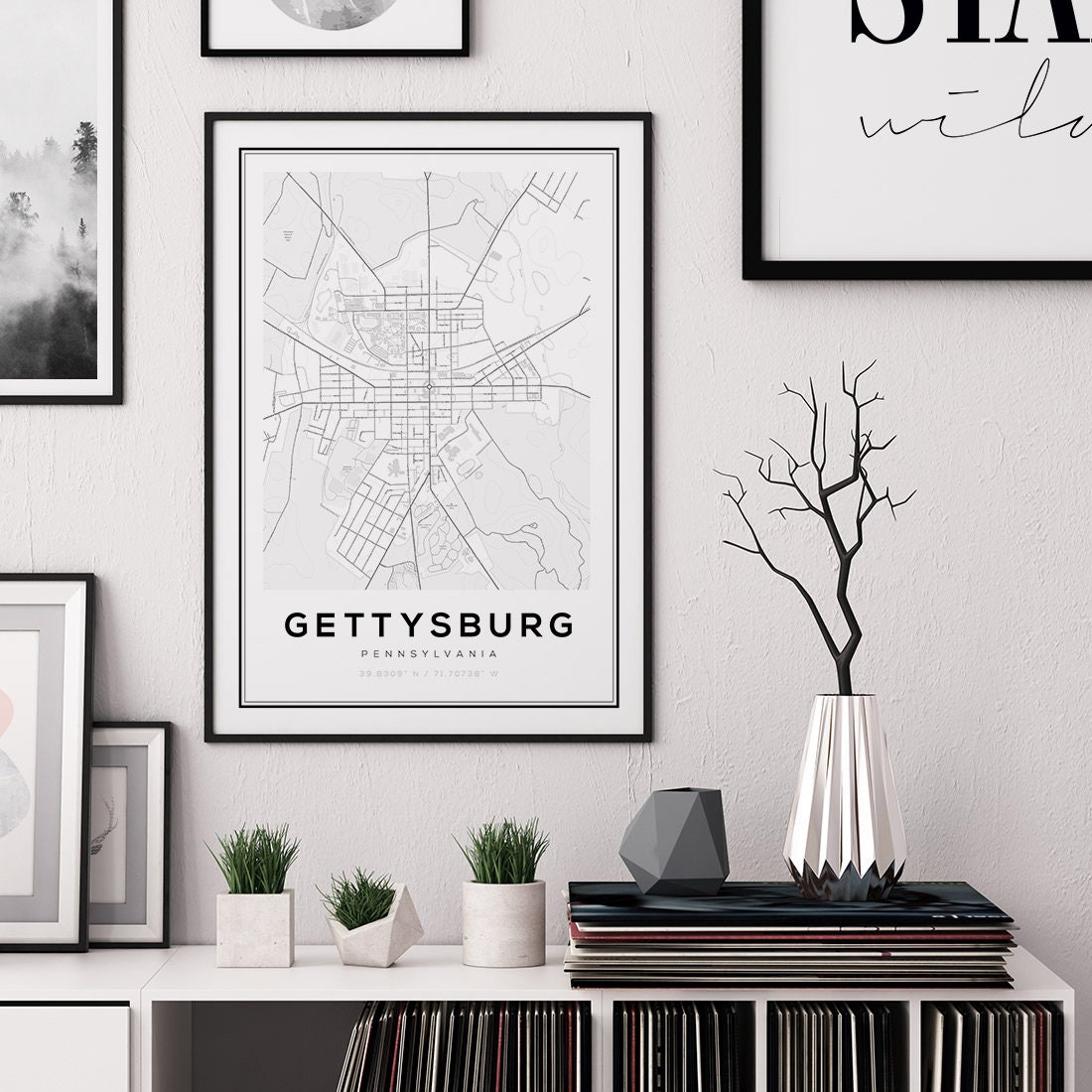 Gettysburg Map Print Map of Gettysburg Street Map Print - Etsy