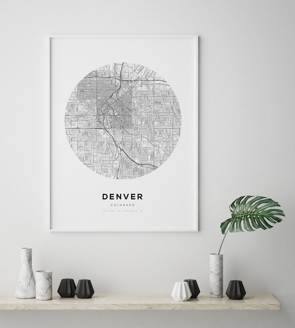 Denver Map Print Denver Map Poster Map of Denver Denver | Etsy