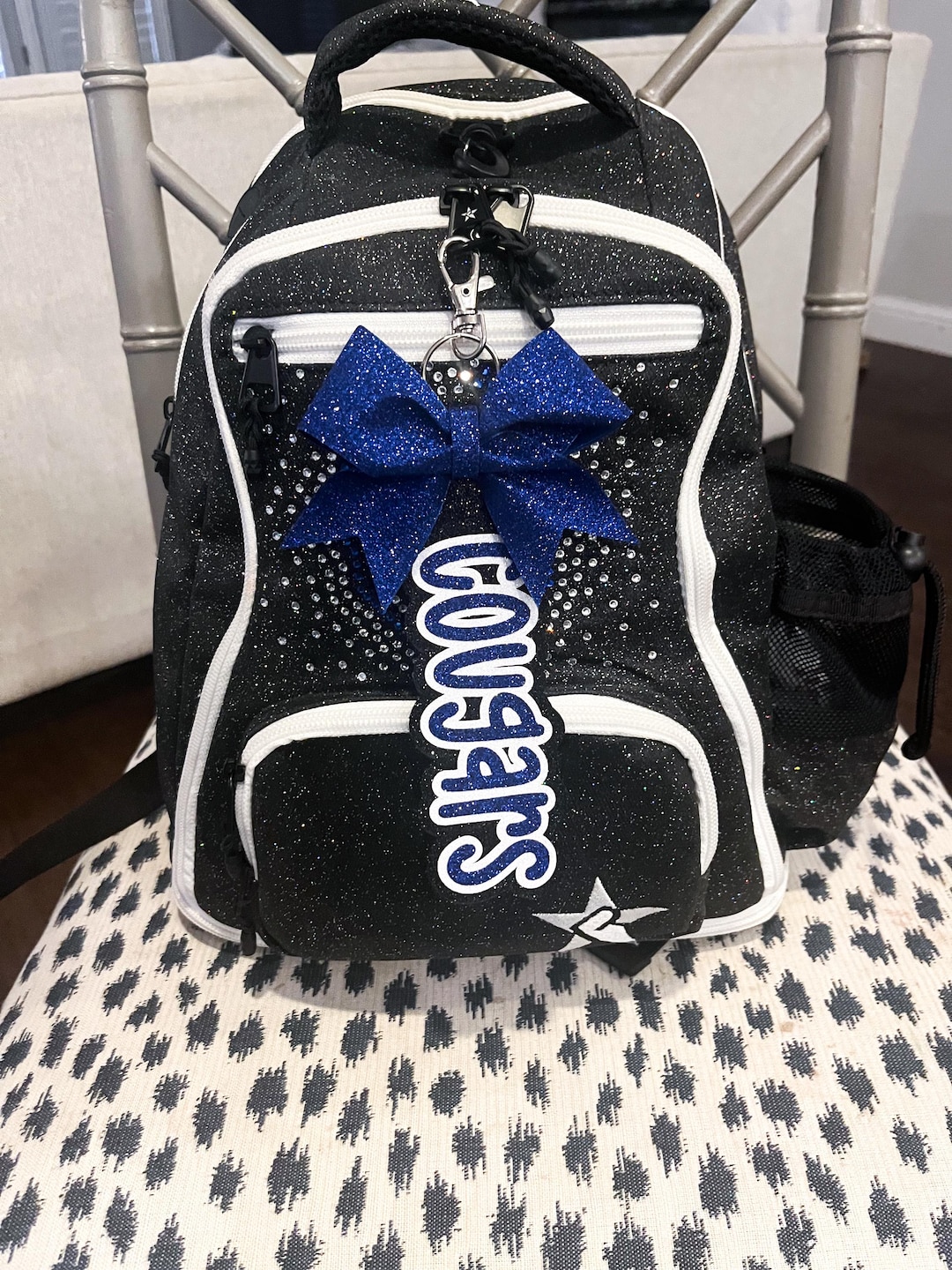 10 FONTS Glitter Cheer Bow Tag 30 COLORS Available! Team Name Glitter ...