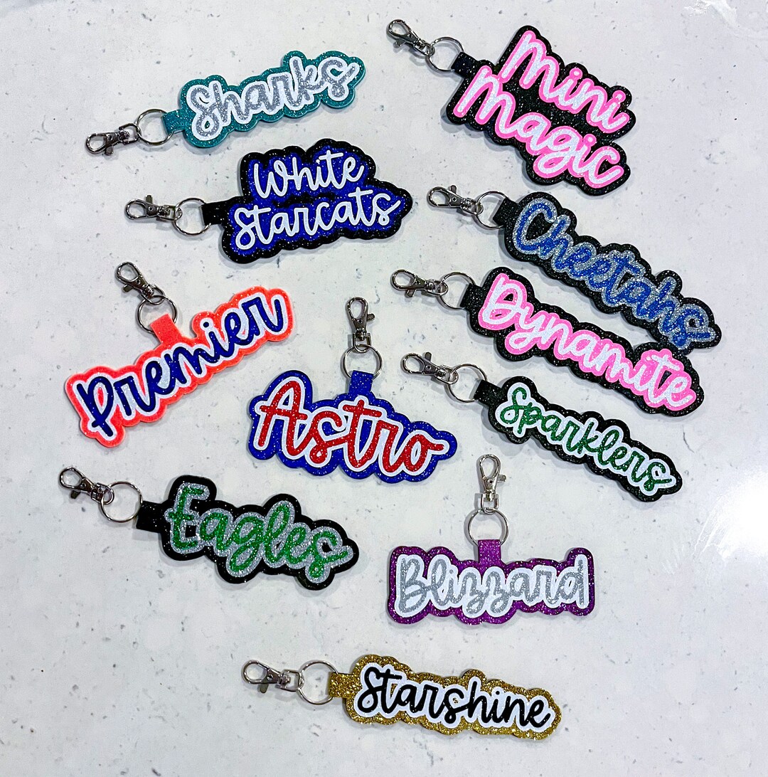 Glitter Cheer Tag 30 COLORS Available! Backpack Team Name Glitter All ...