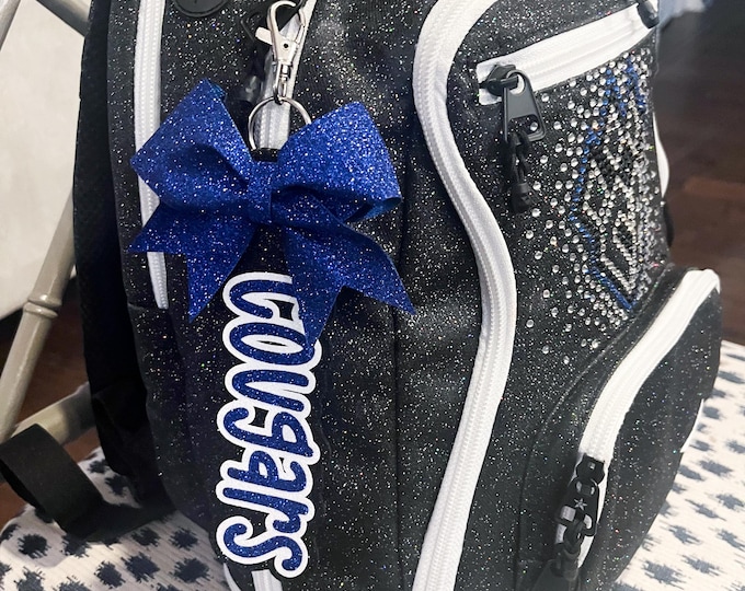 Glitter Cheer Bag Tag: Custom Name, Team, or Gym - Personalized Cheer ...