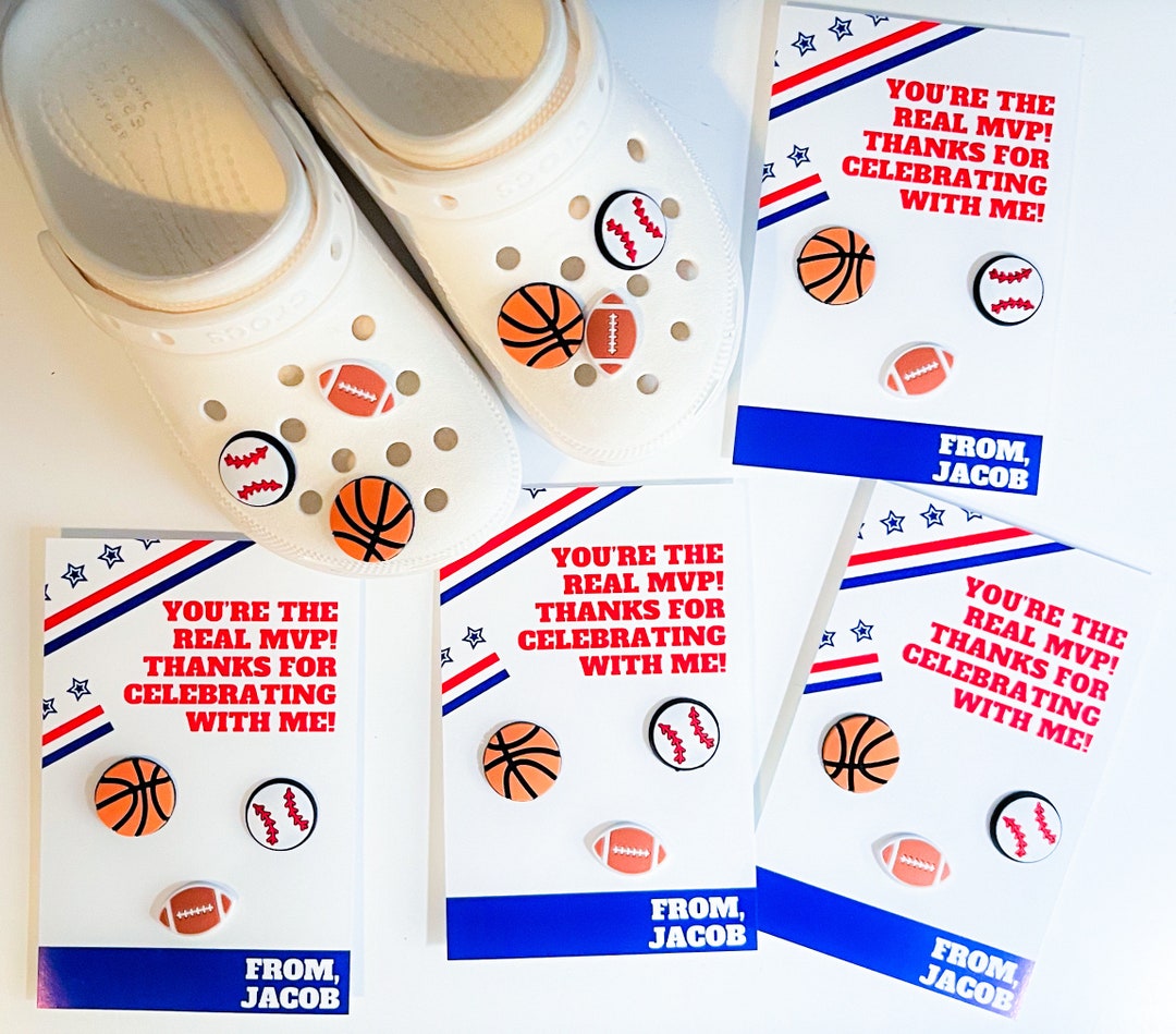 Party Favor Croc Charm W/card Personalized Sports Basketball Baseball ...