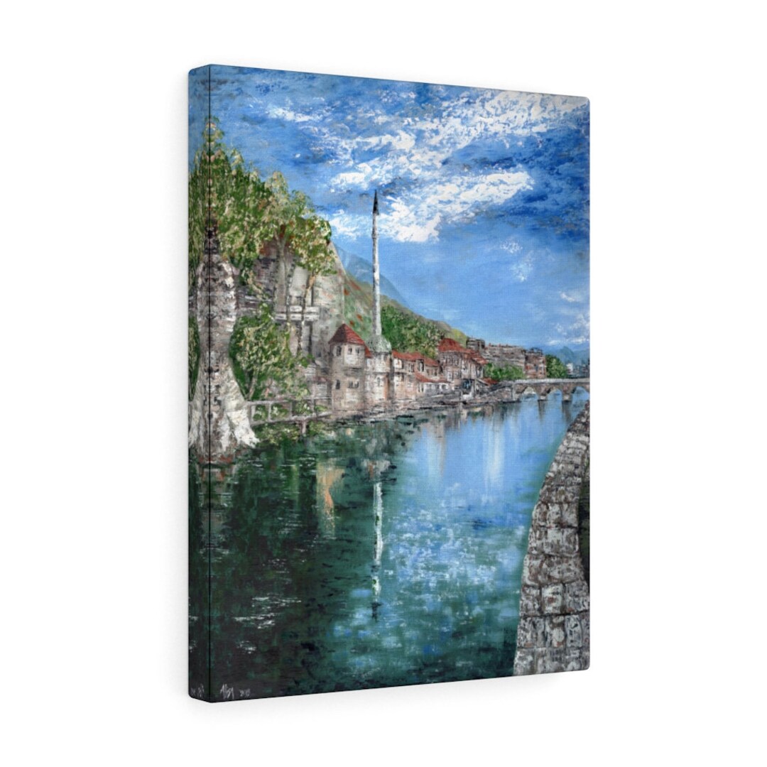 Sarajevo River, Bosnia, Quality Canvas Wall Art Print, Ready to Hang ...