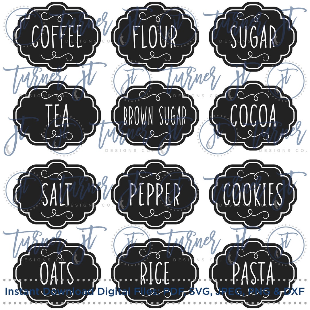 Farmhouse Pantry Canister Labels SVG Cut File Coffee Flour - Etsy Australia