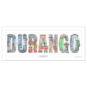 Lettered Durango Photomontage Poster All the Iconic Places of Durango ...