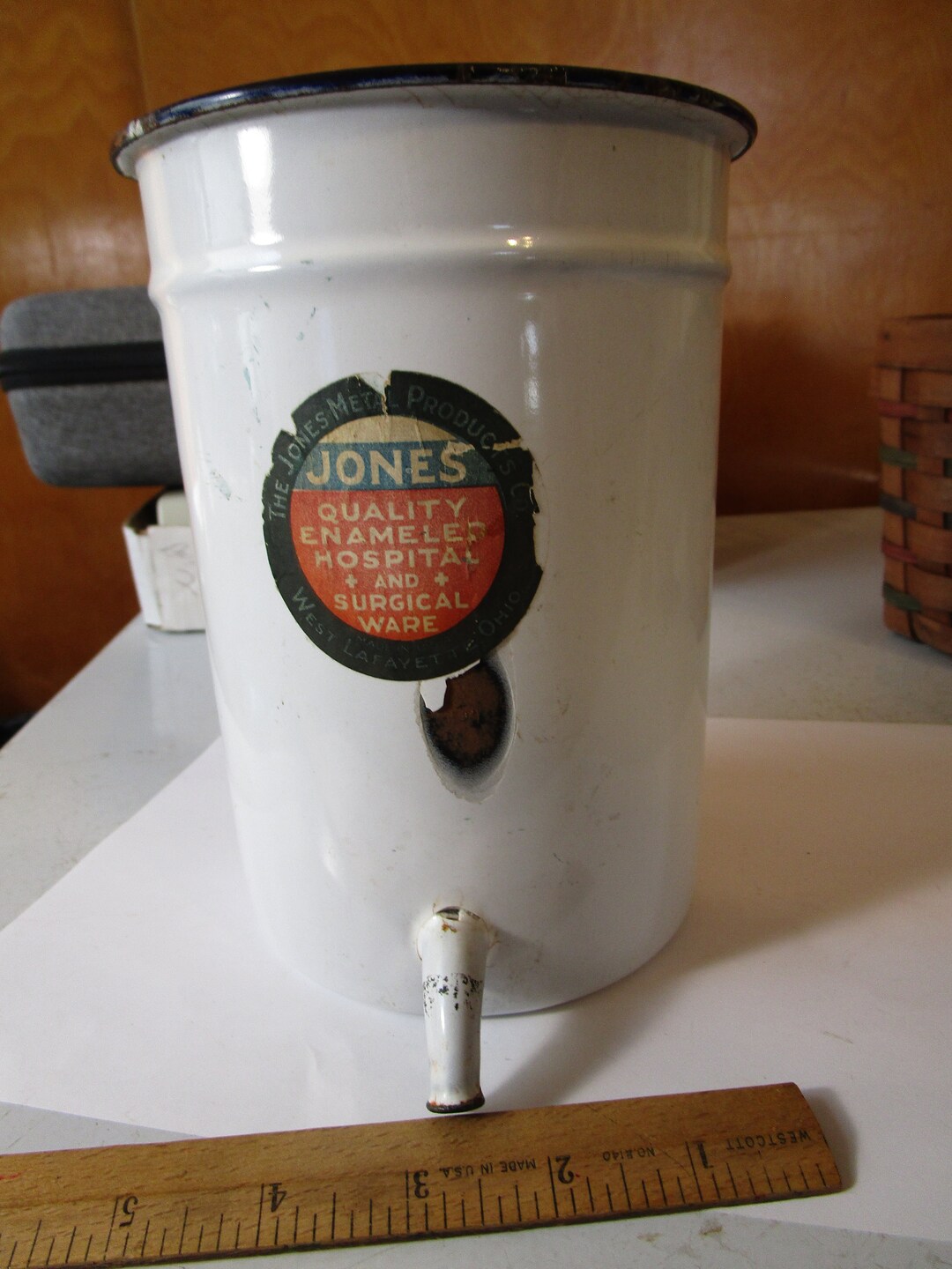 WWII Jones Metal Products Enamelware Irrigator Medical Hospital ...
