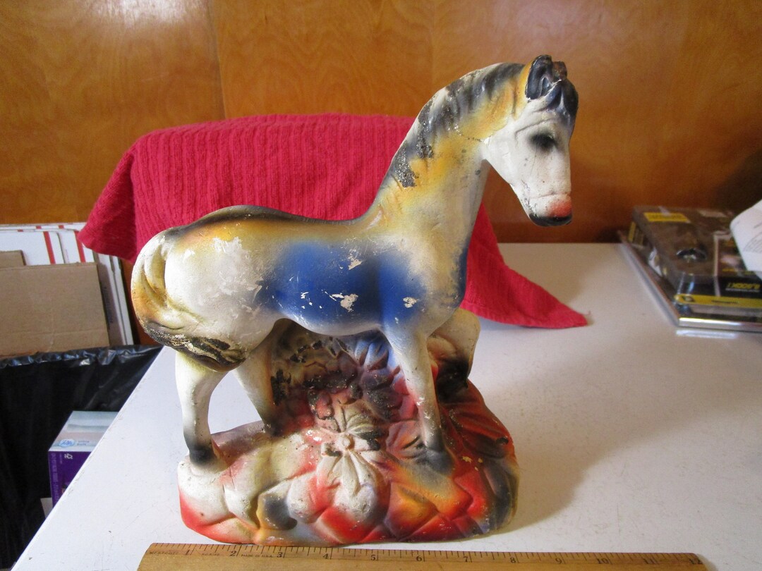 Vintage Carnival Chalkware Mid Century Multicolored Horse Figure - Etsy