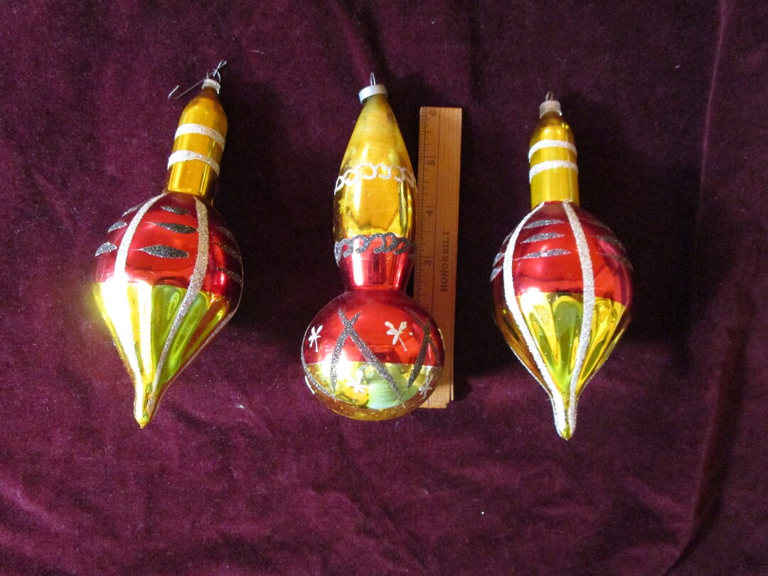 Vintage 3 Lanissa West Germany A Shiny Brite Product Tear Drop Mercury ...