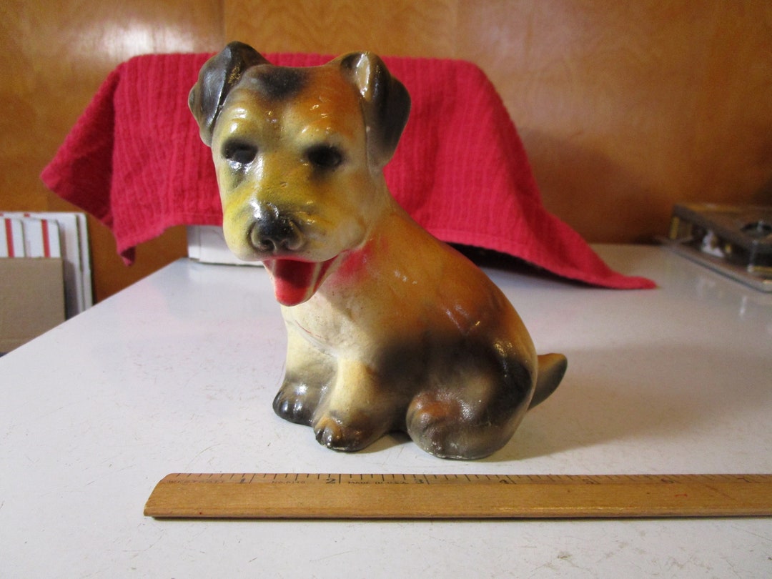 Vintage Carnival Chalkware Mid Century Brown/black Dog Puppy Figurine ...