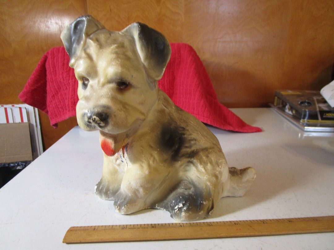 Vintage Carnival Chalkware Mid Century Black/white Dog/puppy Figurine ...