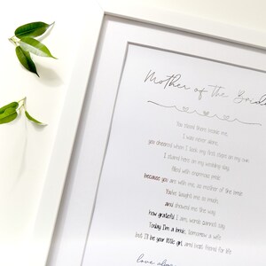 Mother of the Bride Poem Handmade Personalised Wedding Gift - Etsy UK
