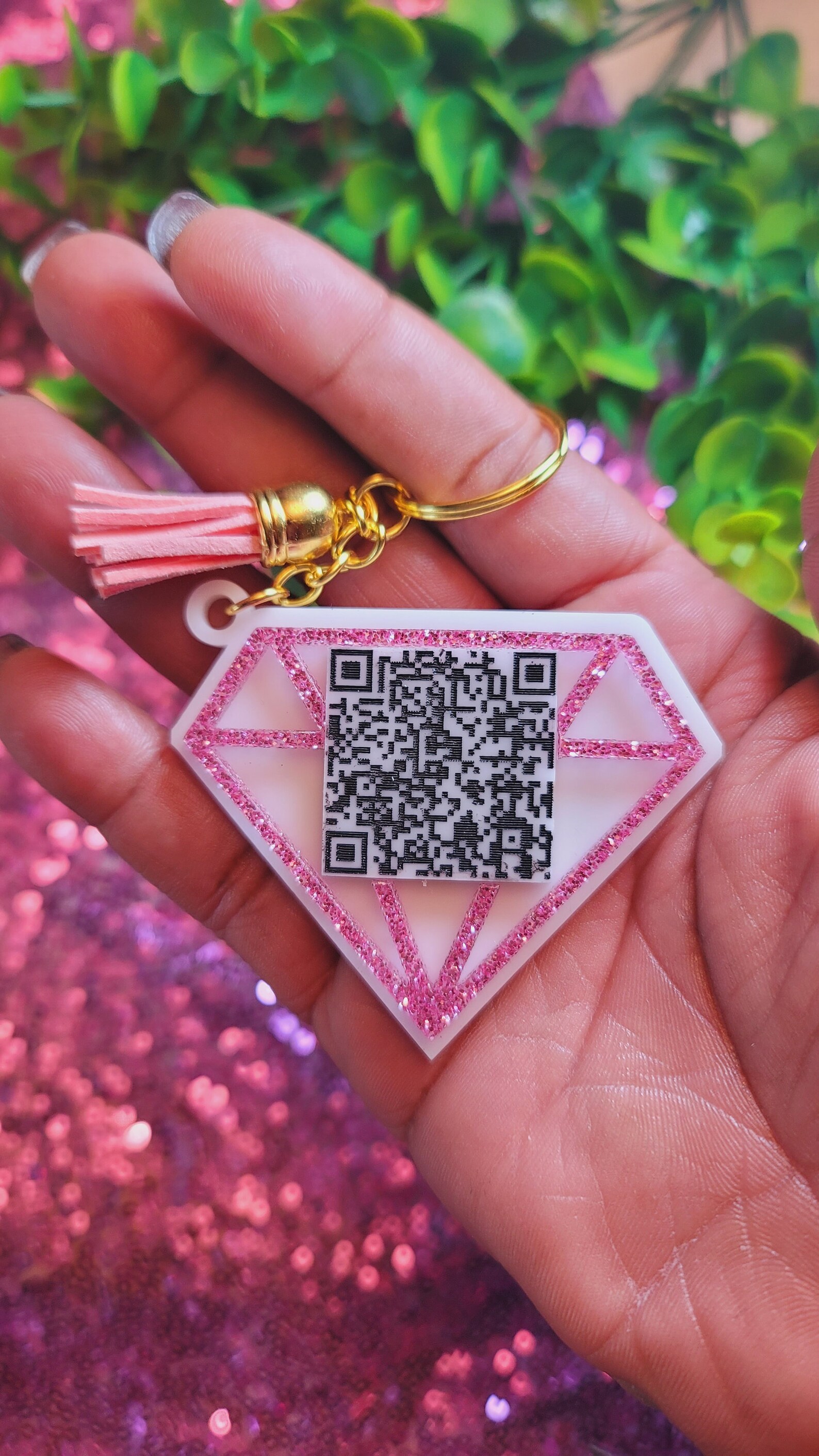 Diamond QR Code Keychain Svg - Etsy
