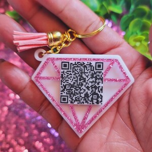 Diamond QR Code Keychain Svg - Etsy