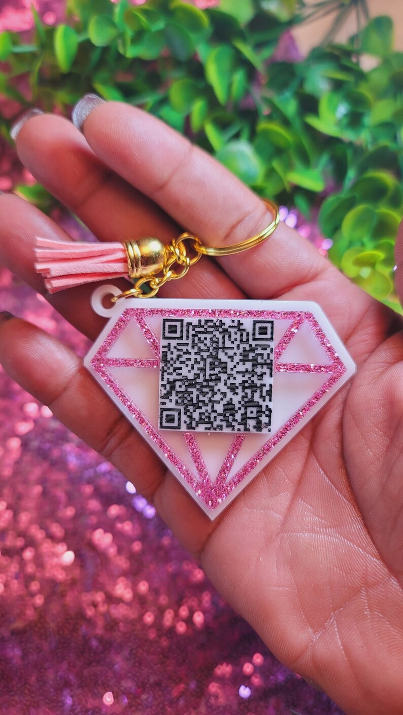 Diamond QR Code Keychain Svg - Etsy