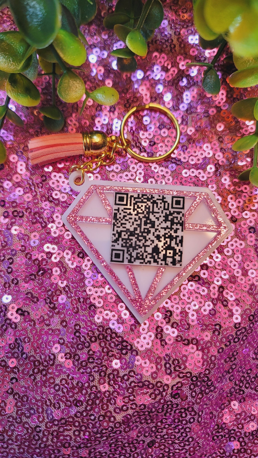 Diamond QR Code Keychain Svg - Etsy