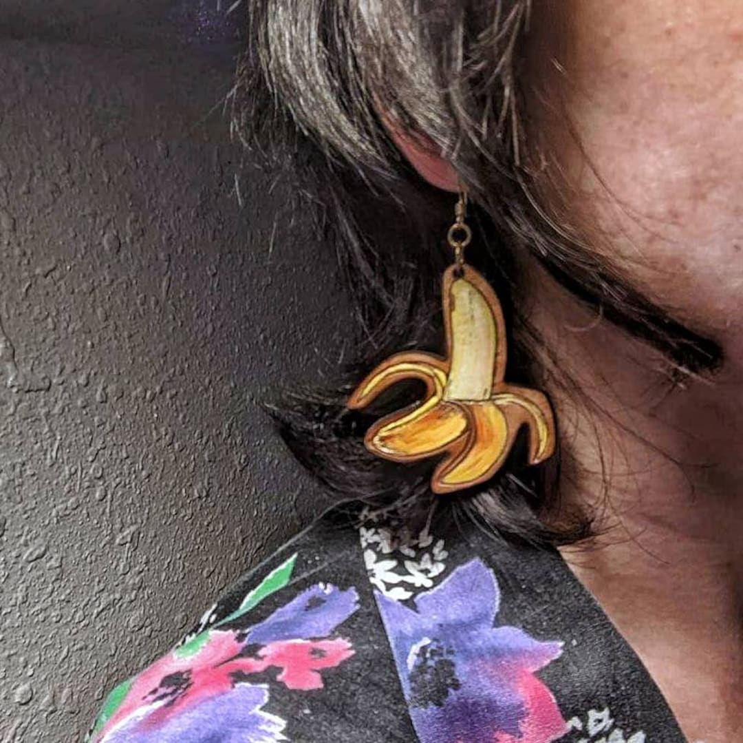 Feeling Fruity - Laser Cut and Engraved Banana Earrings - Drop Dangle ...