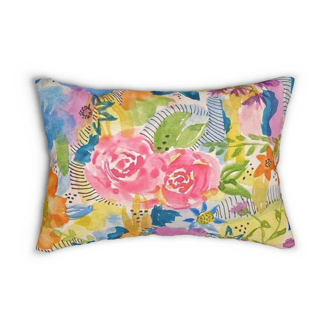 Lumbar Pillow, Bold Floral Art Print Decorative Pillow Cover, Home ...