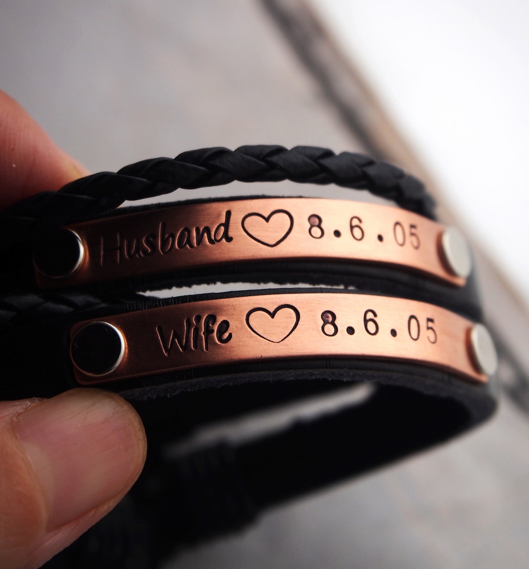 Husband & Wife Couples Bracelets, Couples Leather Bracelets, Couples ...