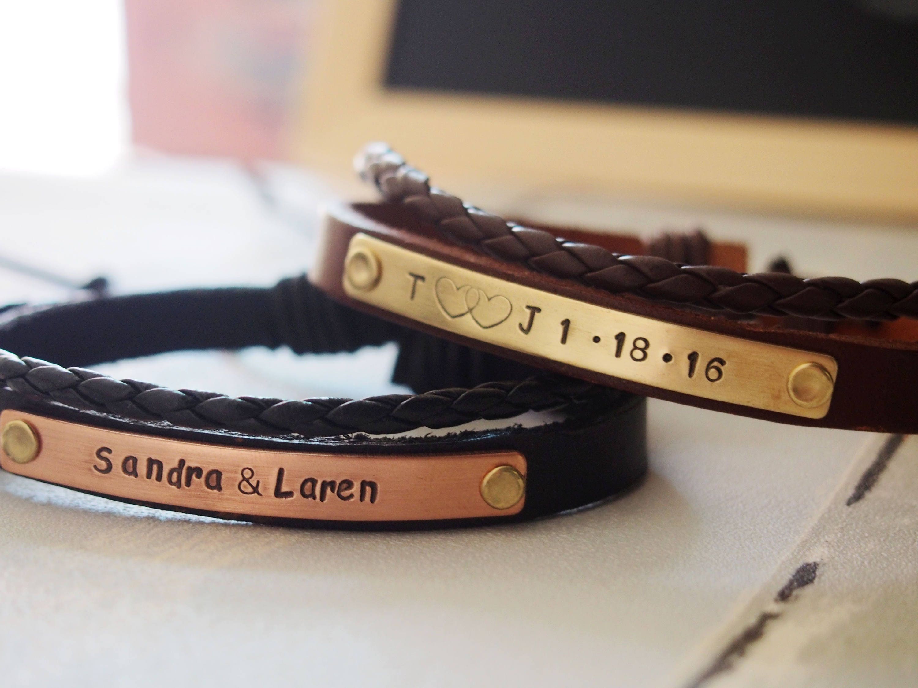 Personalized leather bracelet Personalized leather bracelet | Etsy