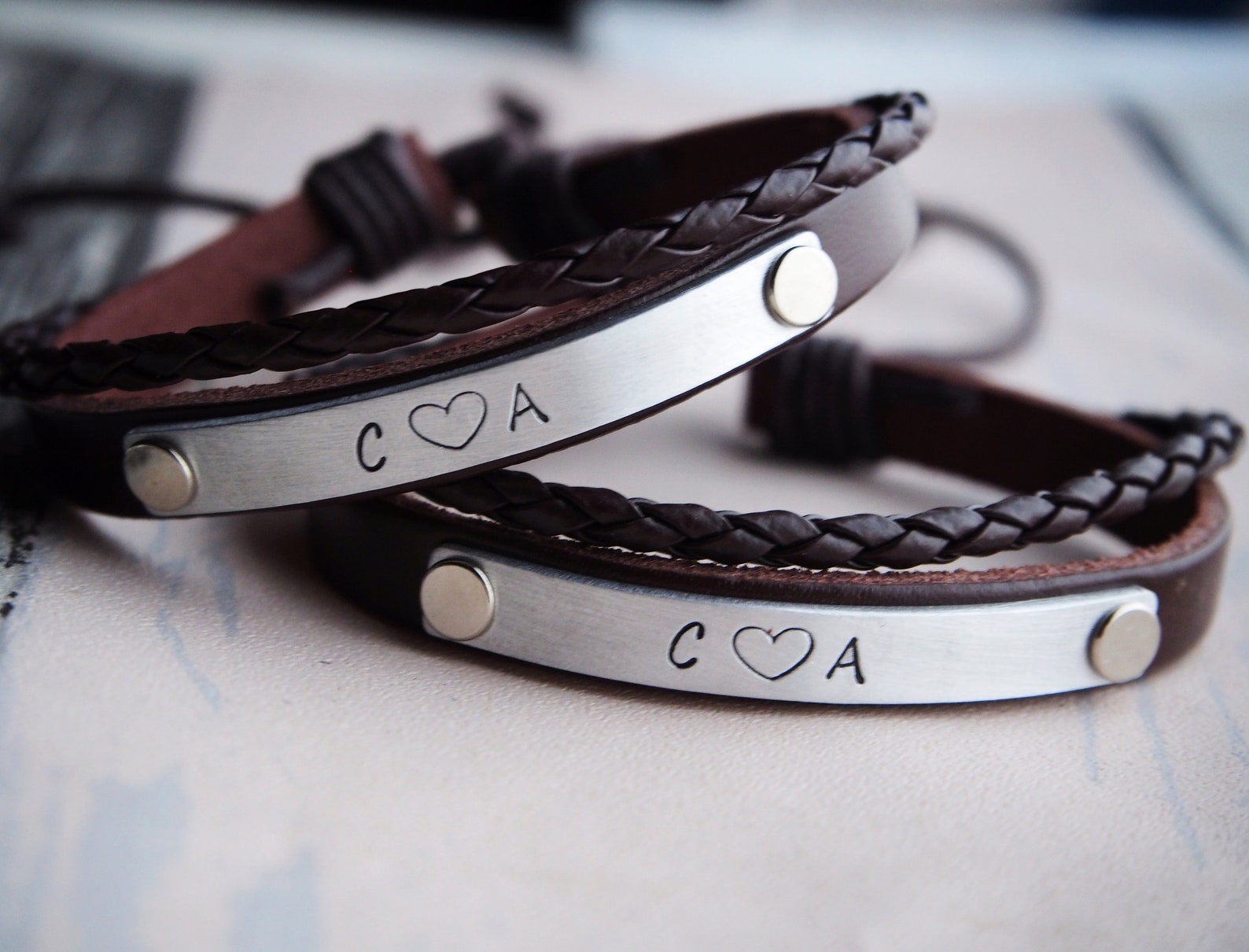 Engraved Couples bracelets Leather Bracelets Boyfriend | Etsy