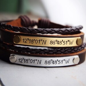 Coordinate Bracelets for Couples, Leather Couple Bracelet Set ...