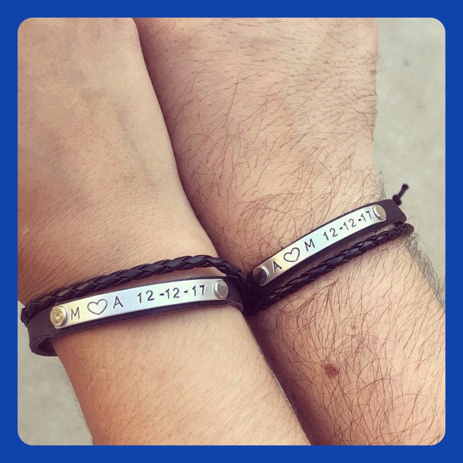 Couples Bracelets Leather Custom Relationship Bracelet Cusotmized