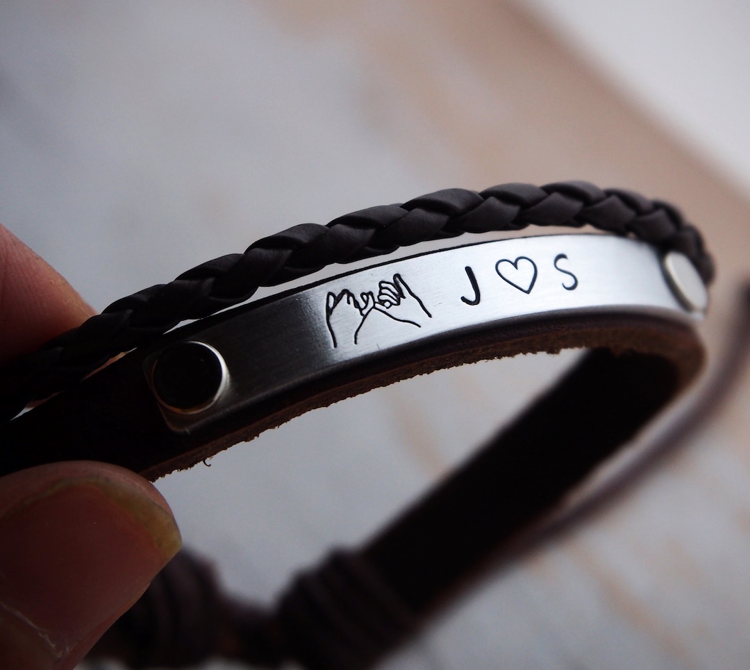 Men Women Pinky Promise Bracelets, Initial Couples Bracelet, Couple ...