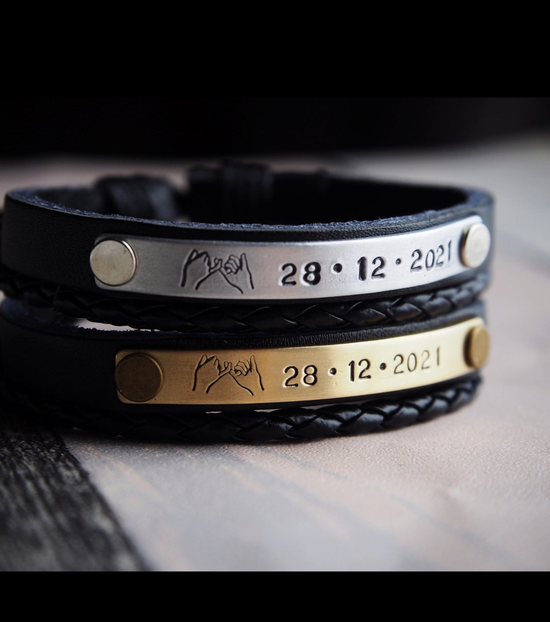 Pinky Swear Bracelets for Couple, Pinky Promise Bracelet, Custom ...