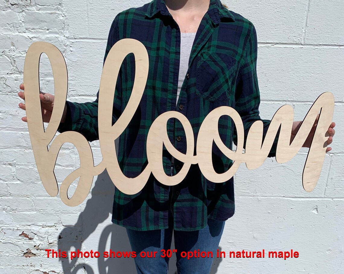 Bloom Sign- Bloom Wording- Cursive Bloom Wording- Wooden Bloom Script ...