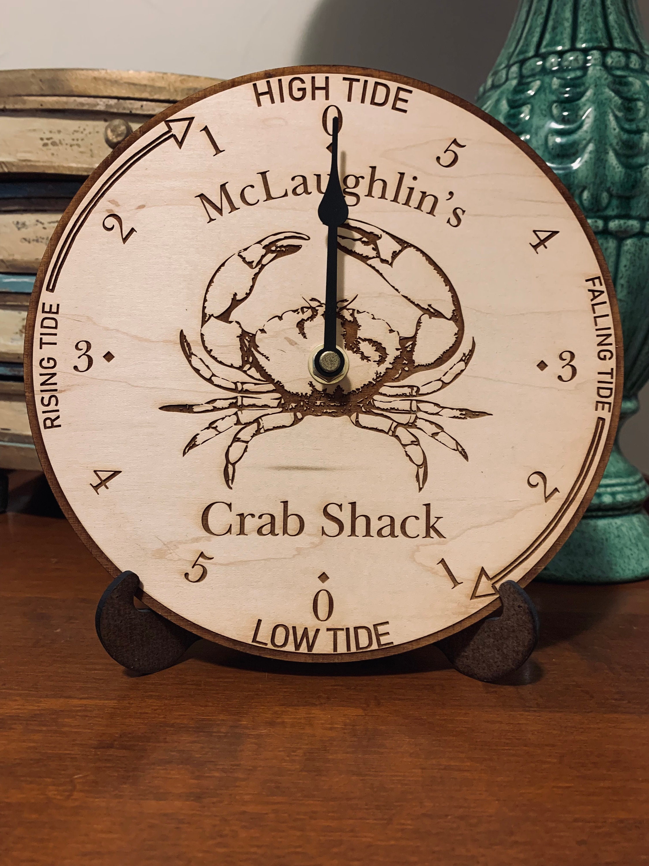 Crab Tide Clock- Tide Clock- Personalized Tide Clock- Wooden Engraved ...