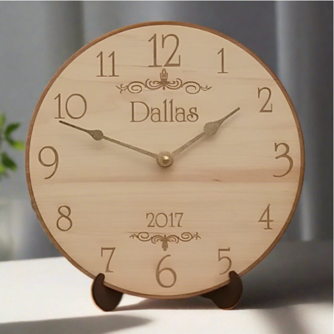 Personalized Family Name Clock- Laser Engraved Wooden Wall Clock ...