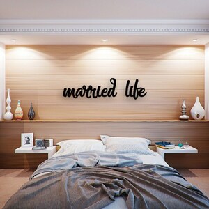 Married Life Sign- Married Life Laser Cut Out Wording- Marriage Sign ...