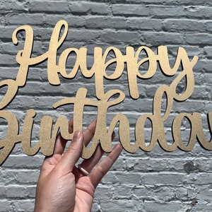 Happy Birthday Sign- Birthday Party Backdrop- Wooden Script Words ...