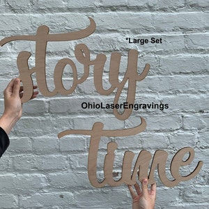 Story Time Sign- Wooden Story Time Wording- Laser Cut Story Time- Story ...